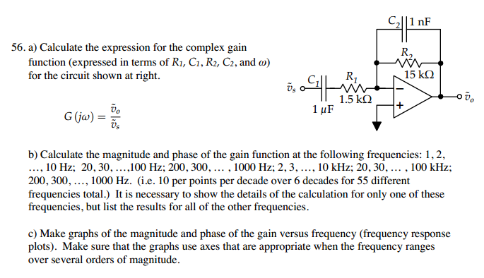 Solved Complex gain circuit 56. a) Calculate the expression | Chegg.com