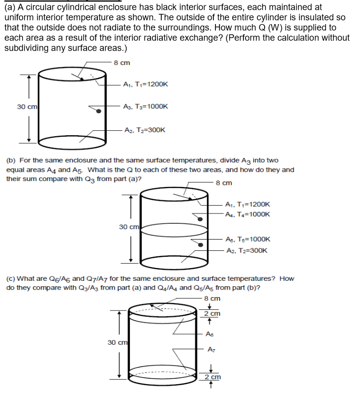 Solved (a) A circular cylindrical enclosure has black | Chegg.com