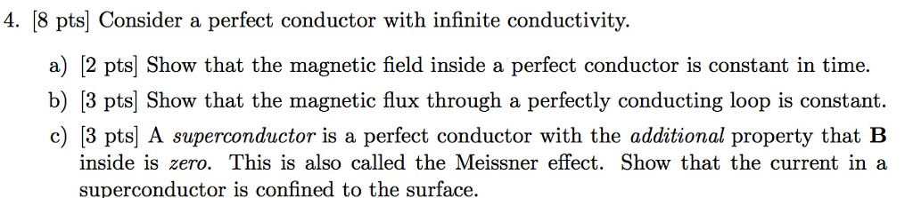 Solved Consider a perfect conductor with infinite | Chegg.com
