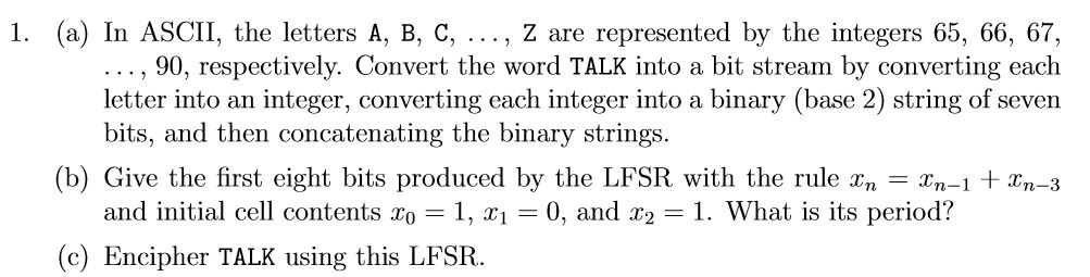 Solved 1. (a) In ASCII, the letters A, B, c, ..., Z are | Chegg.com