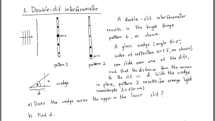 Solved A double - slit inter ferometer results in the bright | Chegg.com