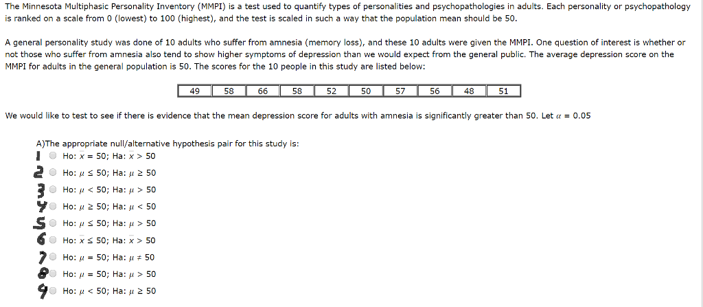 Solved The Minnesota Multiphasic Personality Inventory | Chegg.com