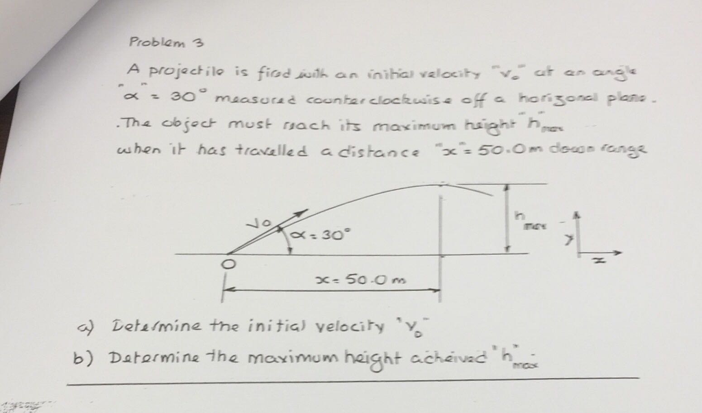 Solved A projectile is fixed with an initial velocity "V_0" | Chegg.com