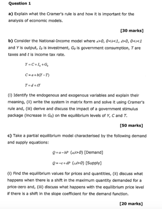 Solved Question1 a) Explain what the Cramer's rule is and | Chegg.com Solved Question1 a) Explain what the Cramer's rule is and | Chegg.com