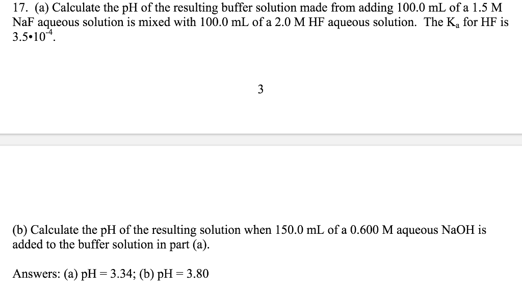 Solved (a) Calculate the pH of the resulting buffer solution | Chegg.com