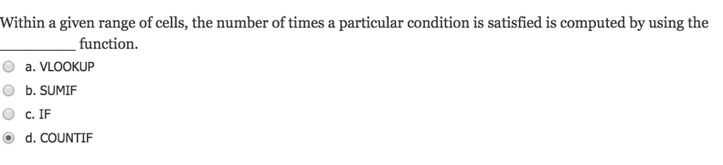 Solved Within a given range of cells, the number of times a | Chegg.com