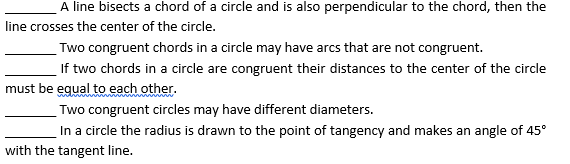 Solved A line bisects a chord of a circle and is also | Chegg.com