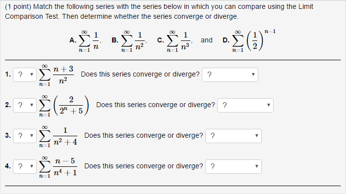 Solved Match the following series with the series below in | Chegg.com
