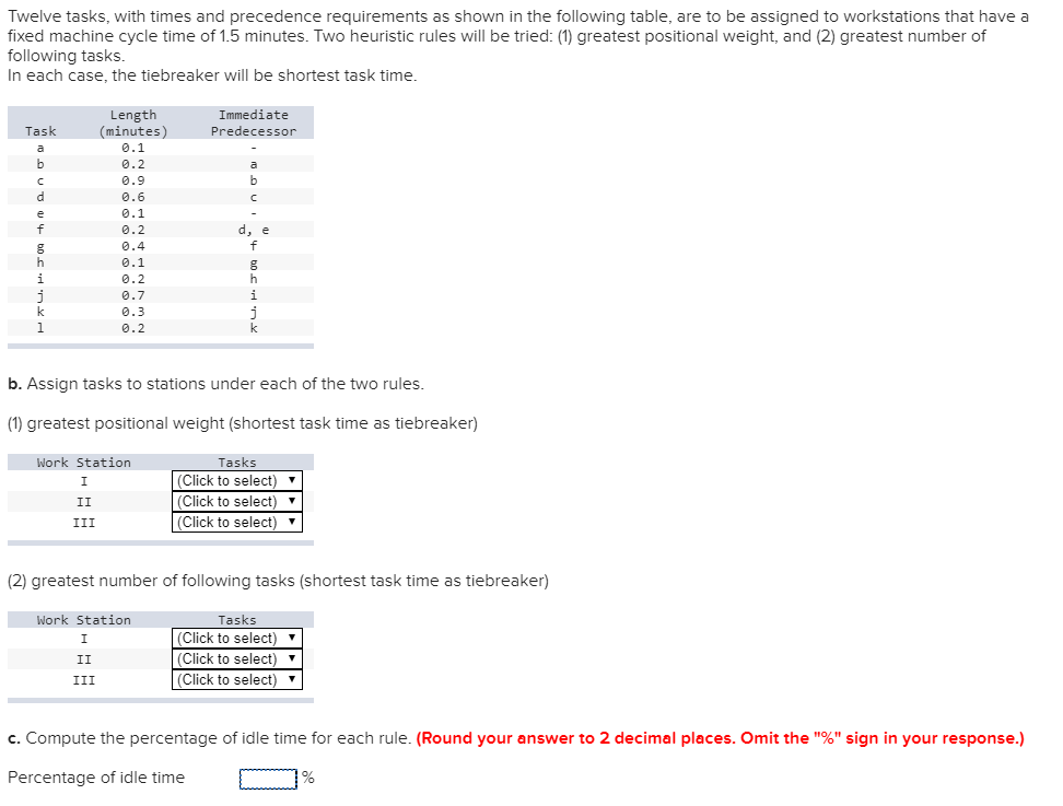 Solved Twelve tasks, with times and precedence requirements | Chegg.com