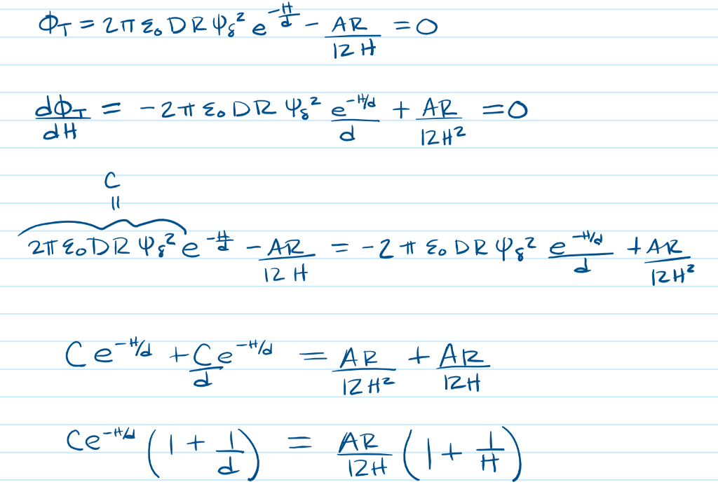 Solved I cannot figure out how to come up with d=H with | Chegg.com