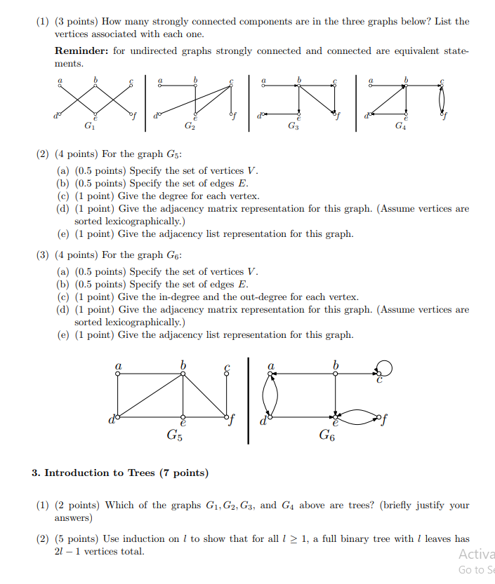 Solved (1) (3 points) How many strongly connected components | Chegg.com