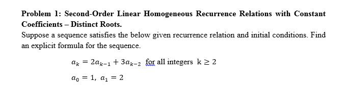 Solved Second-order Linear Homogeneous Recurrence Relations | Chegg.com