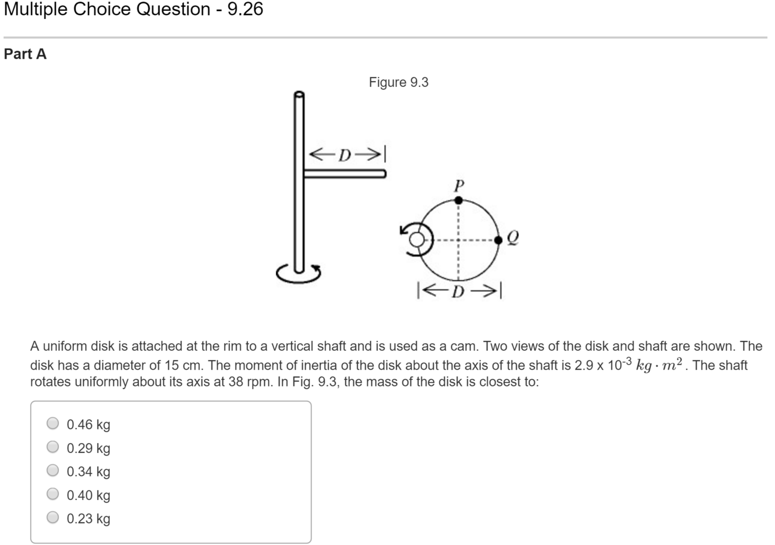 Solved A uniform disk is attached at the rim to a vertical | Chegg.com