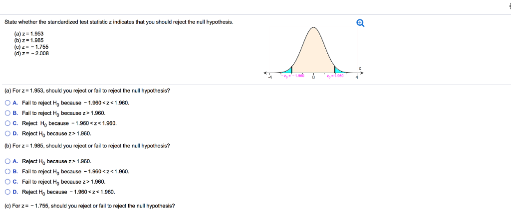 Solved State whether the standardized test statistic z | Chegg.com