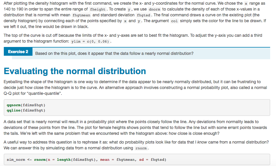 The normal distribution In this lab we'll investigate | Chegg.com