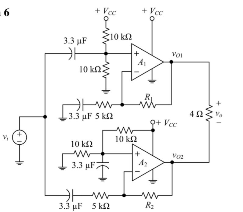 Solved The circuit shown is a high-power subwoofer amplifier | Chegg.com