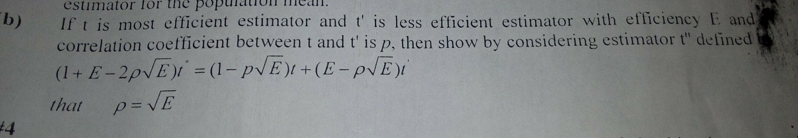 Solved estimator for the population e correlation | Chegg.com