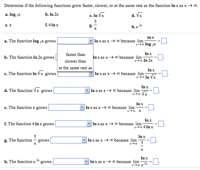 Solved Determine if the following functions grow faster, | Chegg.com