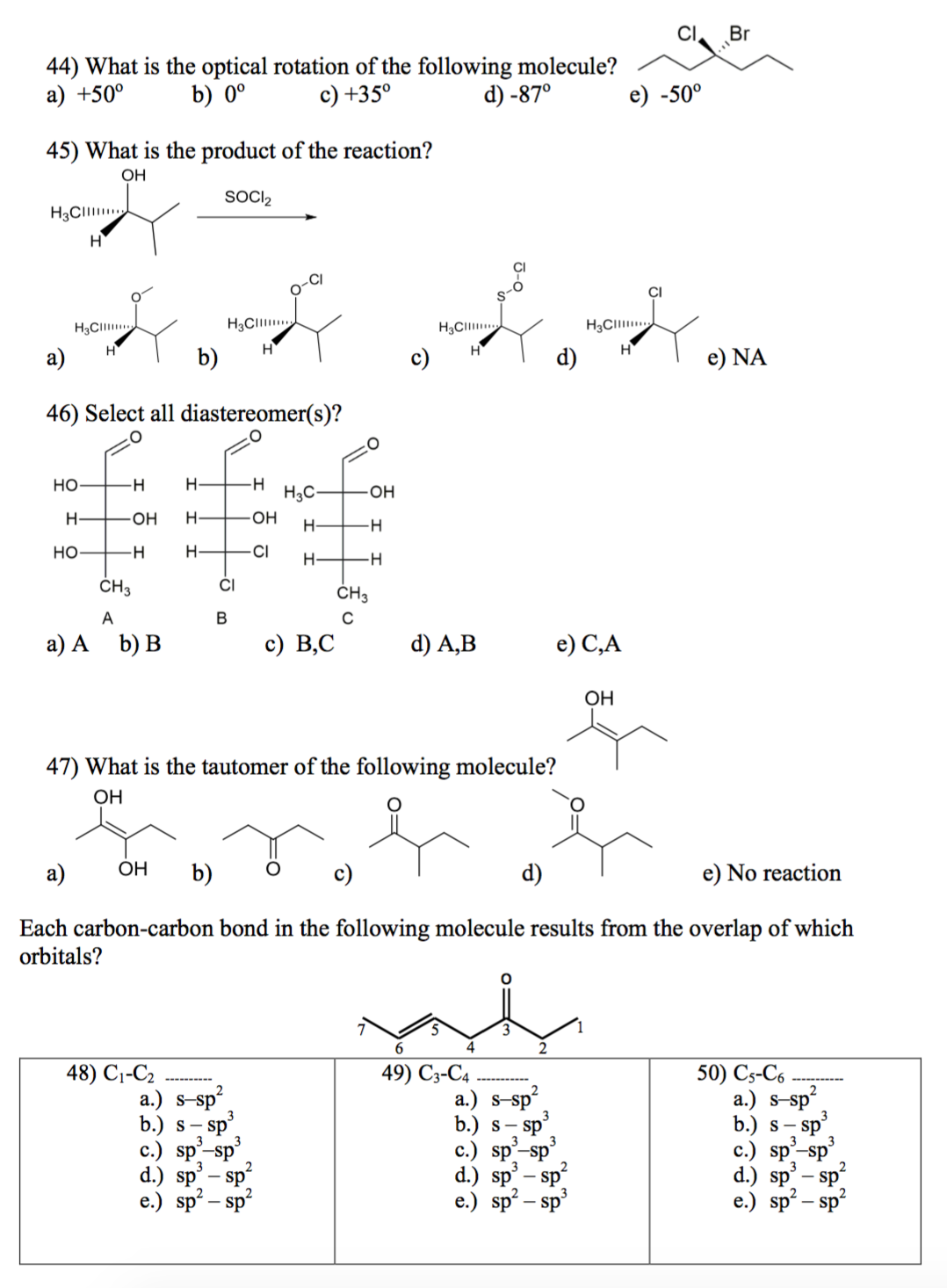 Solved What is the optical rotation of the following | Chegg.com