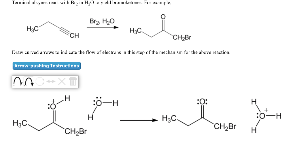 Solved Terminal alkynes react with Br2 in H2O to yield | Chegg.com