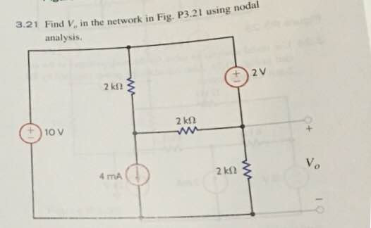 Solved Find V_0 in the network in Fig. P3.21 using nodal | Chegg.com