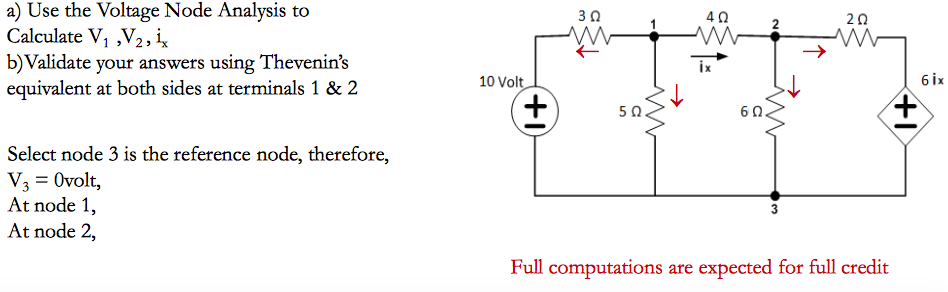Solved a) Use the Voltage Node Analysis to 3 Calculate V1 | Chegg.com