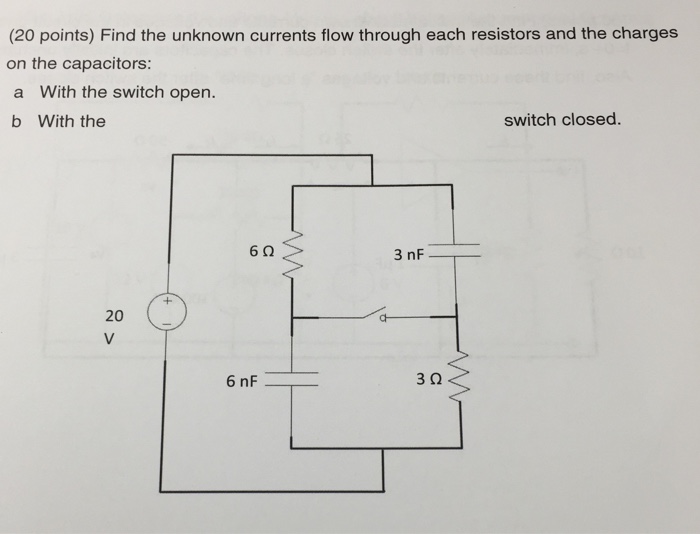 Solved (20 points) Find the unknown currents flow through | Chegg.com