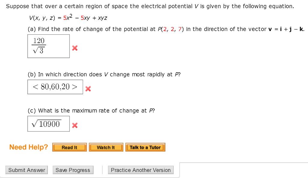 Solved Suppose That Over A Certain Region Of Space The