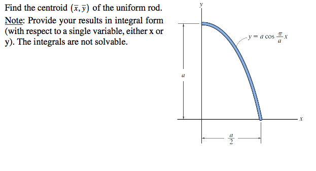 Solved Find the centroid (x, y) of the uniform rod. | Chegg.com