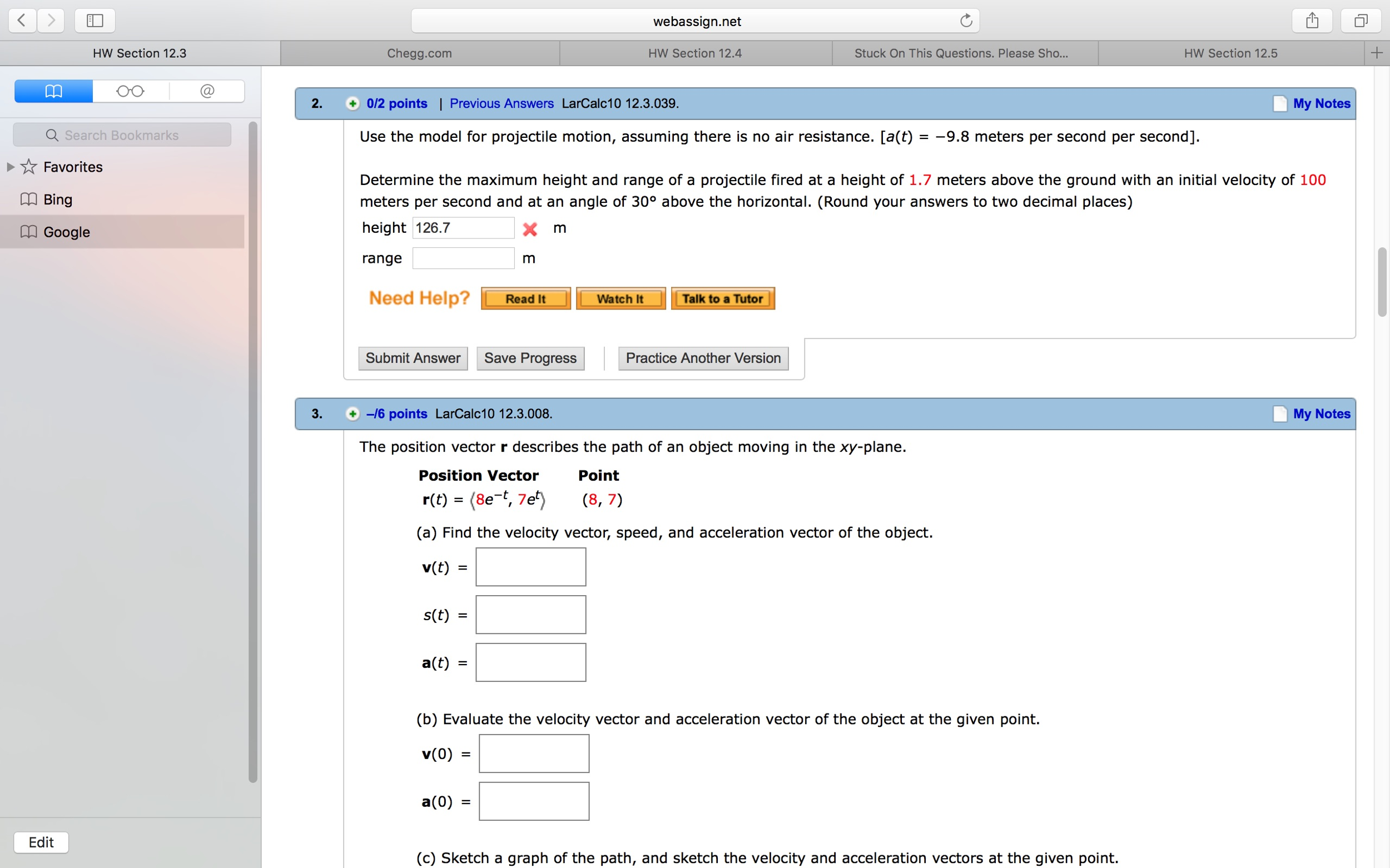 Solved Use the model for projectile motion, assuming there | Chegg.com