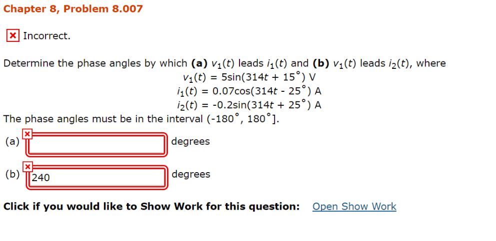 Solved Chapter 8, Problem 8.007 Incorrect. Determine the | Chegg.com