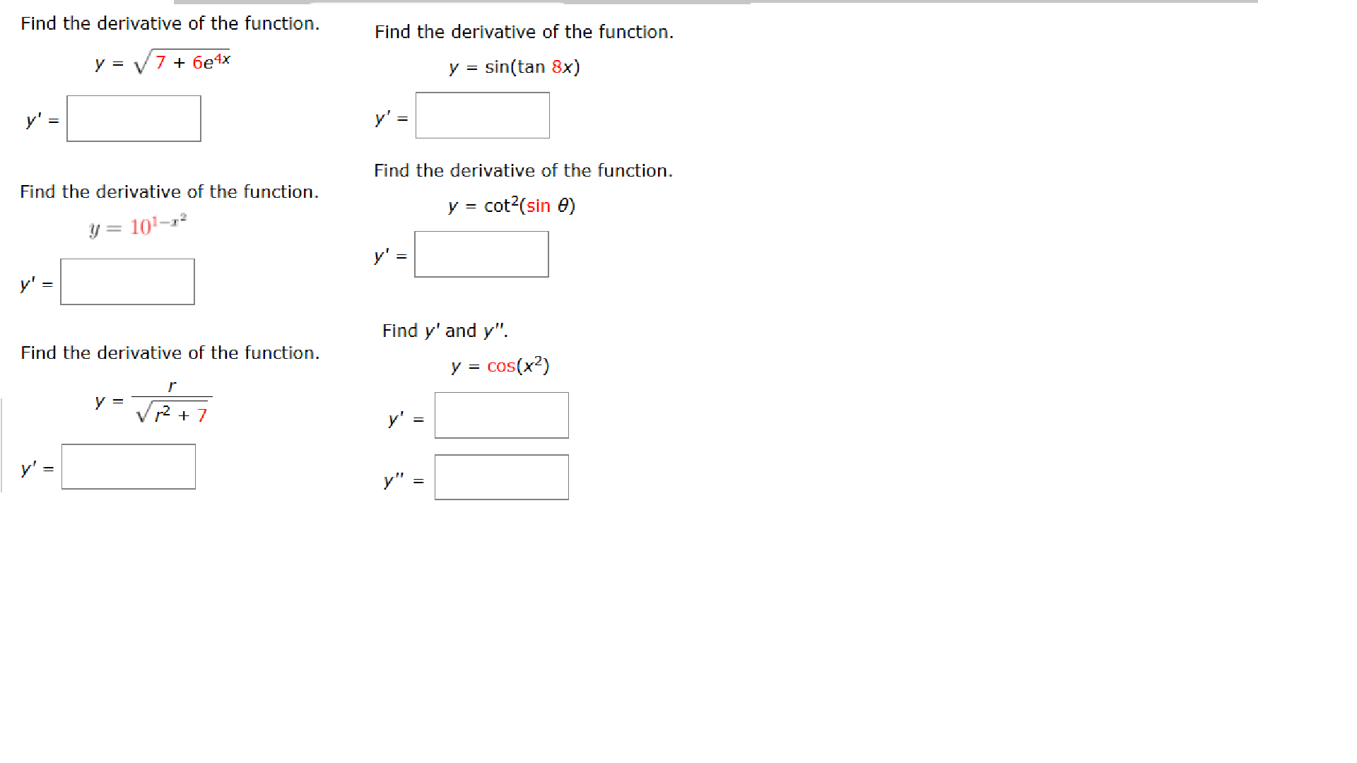 Solved Find the derivative of the function y = Squareroot 7 | Chegg.com