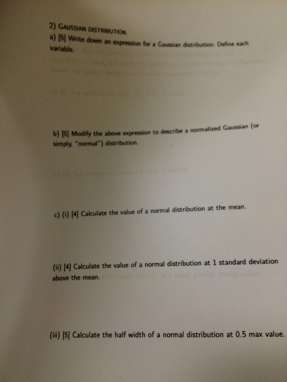 Solved Write down an expression for a Gaussian distribution. | Chegg.com