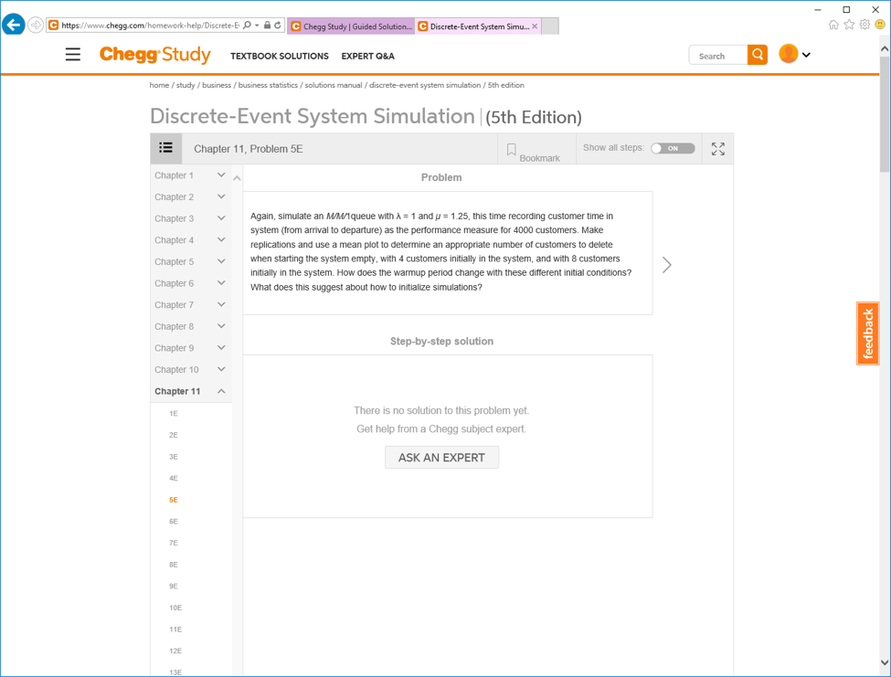 Again, simulate an M/M/1 queue with lambda = 1 and mu | Chegg.com