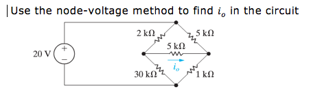 Solved Use the node-voltage method to find i0 in the circuit | Chegg.com