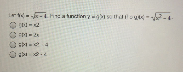 Solved Let f(x)=sqrt of x-4. Find the function y=g(x) so | Chegg.com