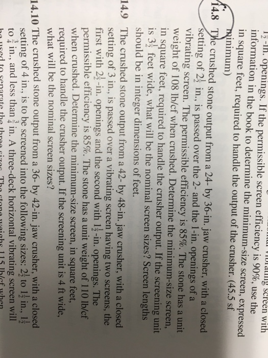 Solved l2-in. If the permissible screen efficiency Y at nig | Chegg.com