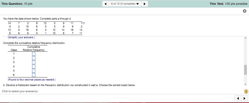 Solved You have the data shown below. Complete parts a | Chegg.com