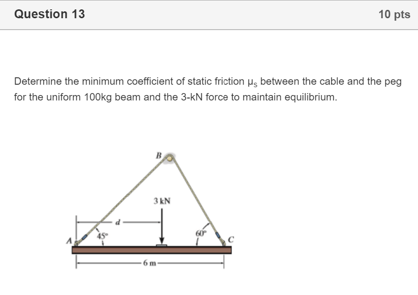 Solved Determine the minimum coefficient of static friction | Chegg.com