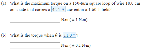 Solved What is the maximum torque oil a 150-turn square loop | Chegg.com