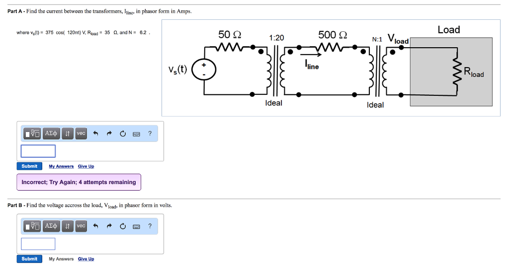 Solved Part A- Find the current between the transformers, | Chegg.com