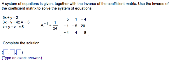 Solved A system of equations is given, together with the | Chegg.com