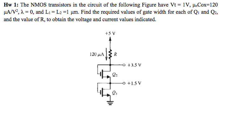 Solved The NMOS transistors in the circuit of the following | Chegg.com