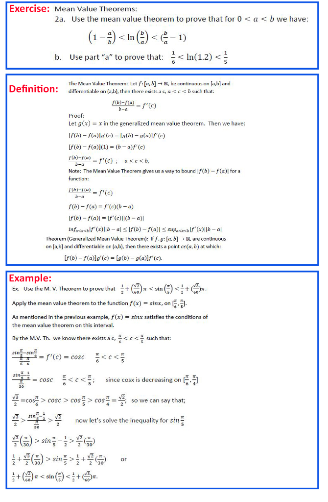 Solved ExerciSe: Mean Value Theorems: 2a. Use the mean value | Chegg.com