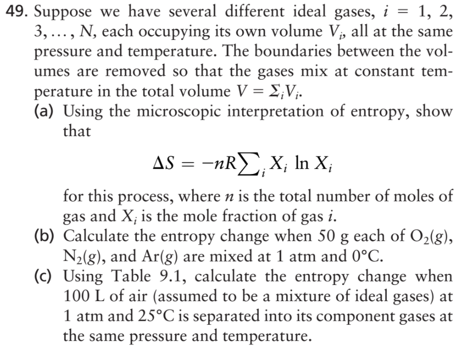 Solved Suppose we have several different ideal gases, i = 1, | Chegg.com