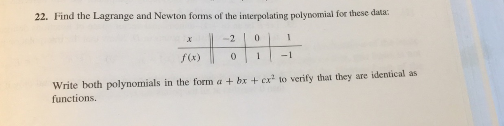 Solved 22. Find the Lagrange and Newton forms of the | Chegg.com
