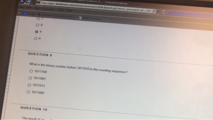 Solved What is the binary before 1011010 in the counting | Chegg.com