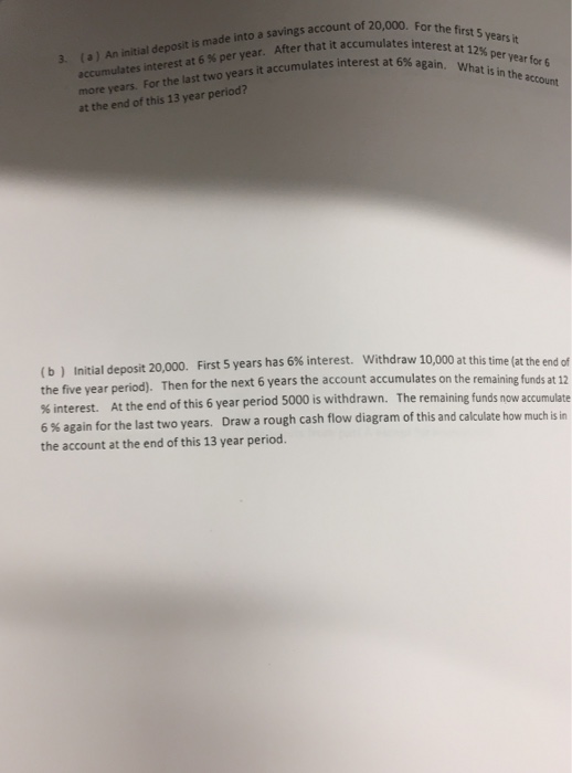 Solved An initial deposit is made into a savings account of | Chegg.com
