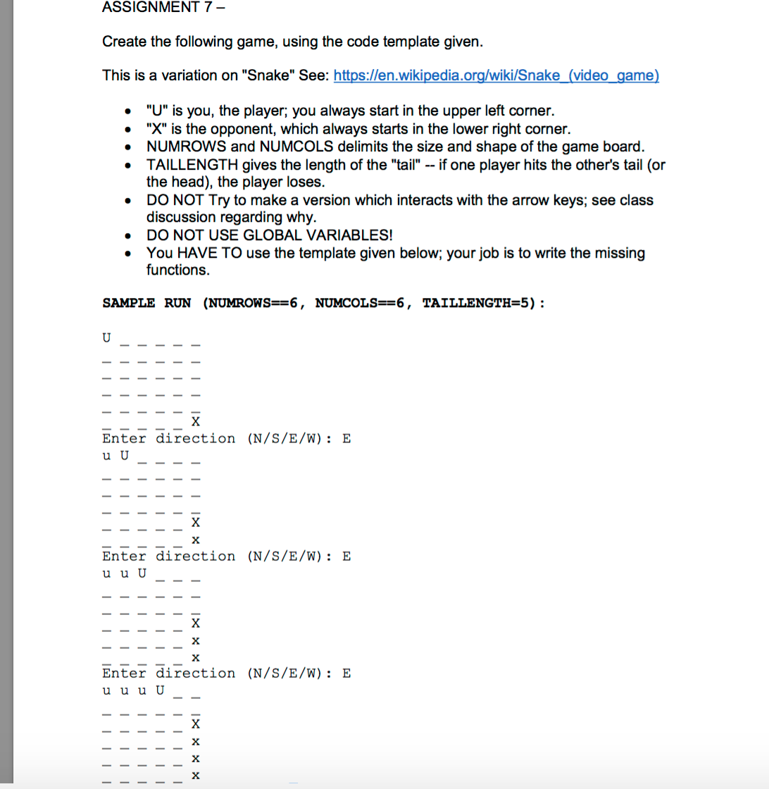 Snake game c++ program. Problem statement in images | Chegg.com
