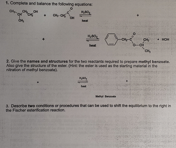Solved Complete and balance the following equations: Give | Chegg.com
